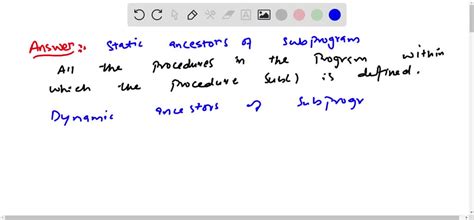 solved what is a static ancestor of a subprogram what is a dynamic ancestor of a subprogram