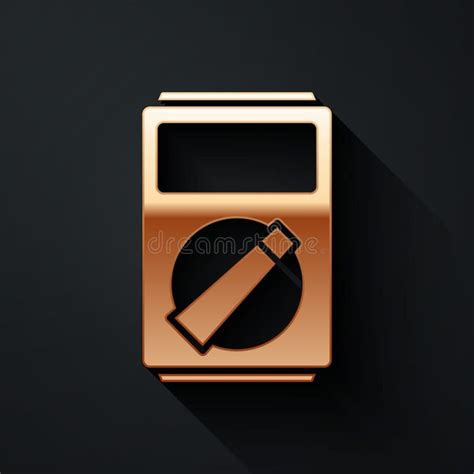 Gold Ampere Meter Multimeter Voltmeter Icon Isolated On Brown Background Instruments For