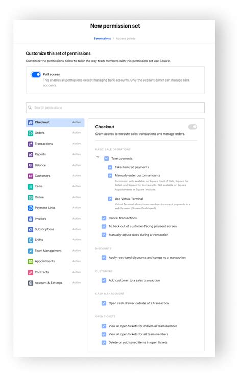 Create And Edit Permission Sets Square Support Centre Au