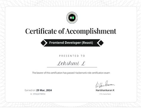 frontend developer react certificate pdf