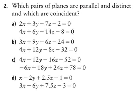 Solved 2 Which Pairs Of Planes Are Parallel And Distinct