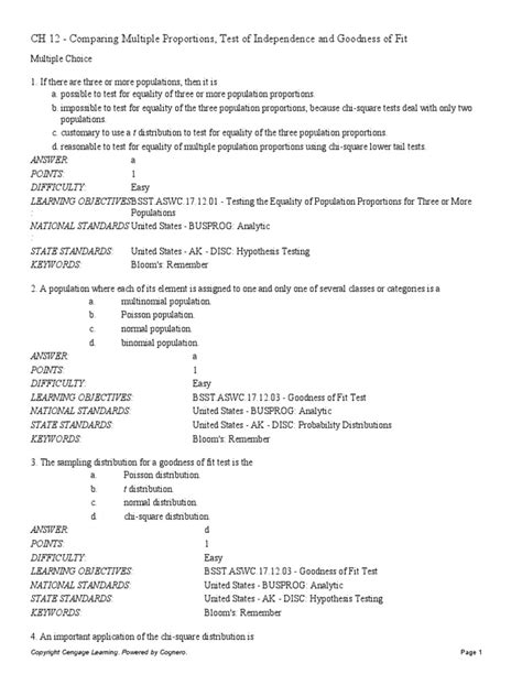 Ch 12 Comparing Multiple Proportions Test Of Independence And Goodness Of Fit Pdf