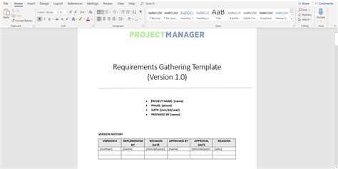 Requirements Gathering Template Tutore Org Master Of Documents