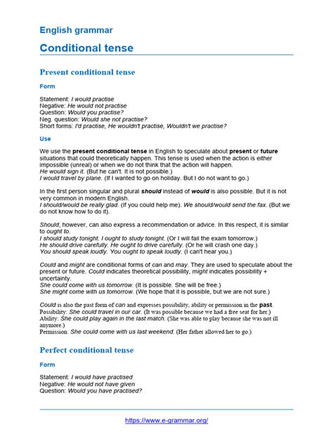 English Grammar Conditional Tense Pdf Perfect Grammar