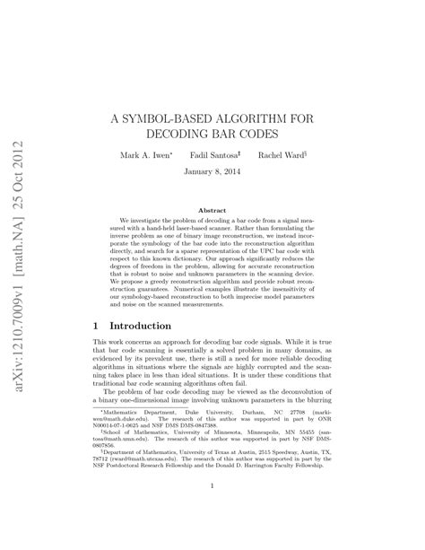 Pdf A Symbol Based Algorithm For Decoding Bar Codes
