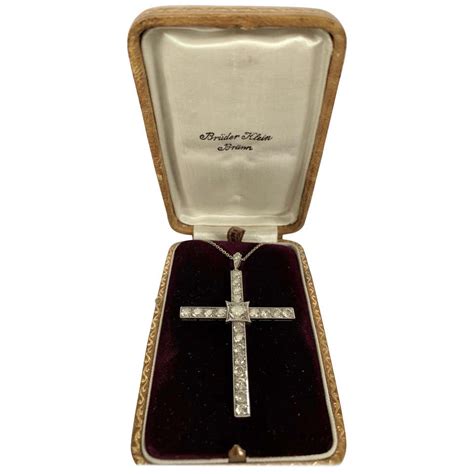 Antique 207 Carat Diamond And Platinum Cross Pendant Circa 1920 For