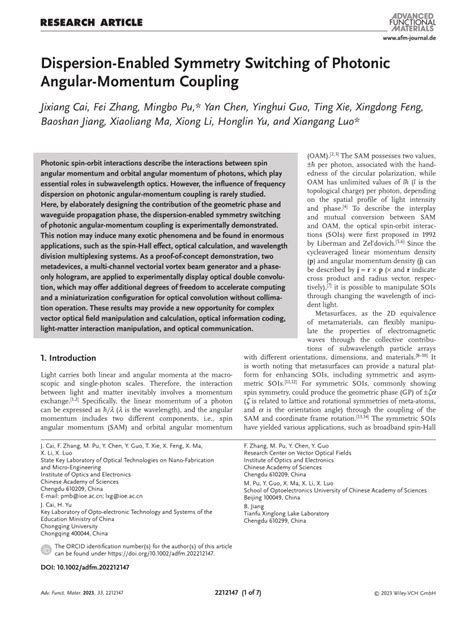 Dispersion‐enabled Symmetry Switching Of Photonic Angular‐momentum