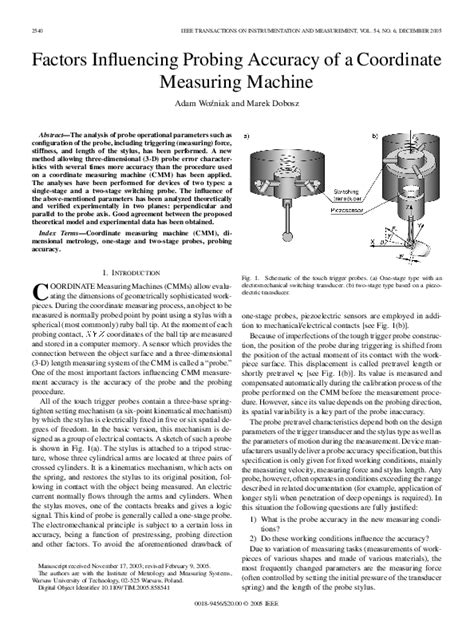Pdf Factors Influencing Probing Accuracy Of A Coordinate Measuring Machine