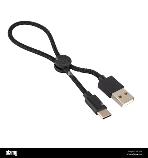 Connector With Cable Usb Type C Black White Background Stock Photo Alamy