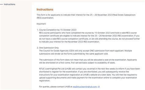Res Exam Stage 1 Indication Of Interest On Formsg Screenshot And Important Highlights