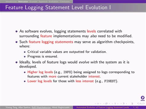 automated evolution of feature logging statement levels using git