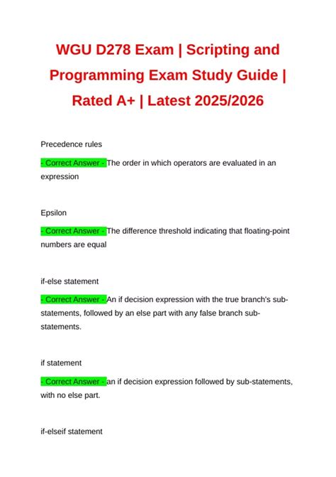 Bundle For Wgu D278 Exam Scripting And Programming Foundations Exam