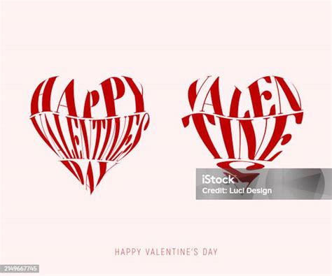 해피 발렌타인 데이 벡터 레터링입니다 발렌타인 데이에 대 한 3d 하트 모양의 레터링 인사말 카드 템플릿입니다 고립된 타이포
