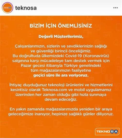 Türkiye Genelindeki Tüm Mağazalarımızı Yarın Akşam Itibariyle