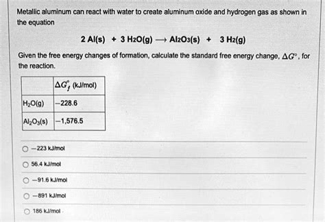 Solved Metallic Aluminum Can React With Water To Create Aluminum Oxide
