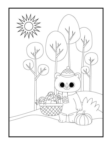 아이들을 위한 가을 색칠 페이지 프리미엄 벡터