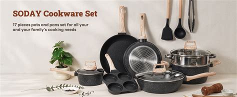 Soday 17 Pcs Pots And Pans Set Non Stick Kitchen Cookware