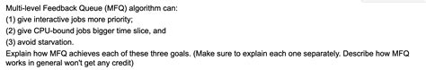 Solved Multi Level Feedback Queue Mfq Algorithm Can 1