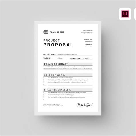 Project Proposal Template One Page Etsy
