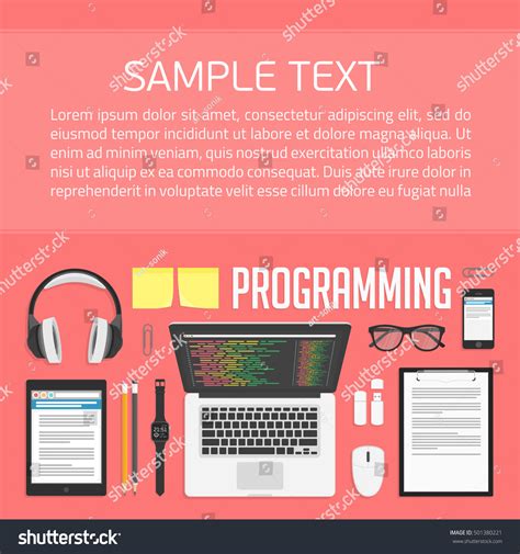 Programming Concept Work Place Programmer Vector De Stock Libre De