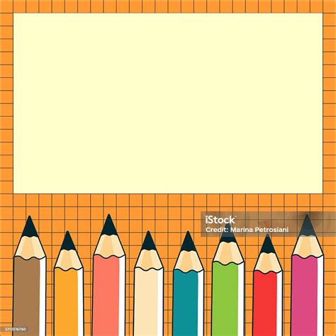 색연필과 텍스트 플랫 벡터 일러스트레이션을 위한 빈 공간을 특징으로 하는 그림 0명에 대한 스톡 벡터 아트 및 기타 이미지 0명 공예 교육 Istock