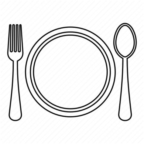 Cutlery Fork Line Outline Plate Spoon Utensil Icon Download On
