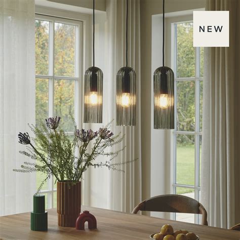 Mialla Black And Smoked Glass 3 Light Bar Scandi Pendant Lightbox