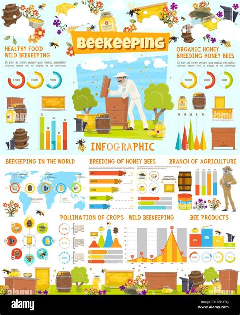 Beekeeping Vector Infographic Honey Production Statistics On World Map