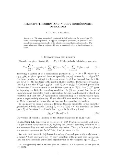 Pdf Rellichs Theorem And N Body Schr¨odingerschr¨ Schr¨odinger Operators