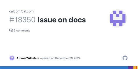 Issue On Docs · Issue 18350 · Calcom · Github