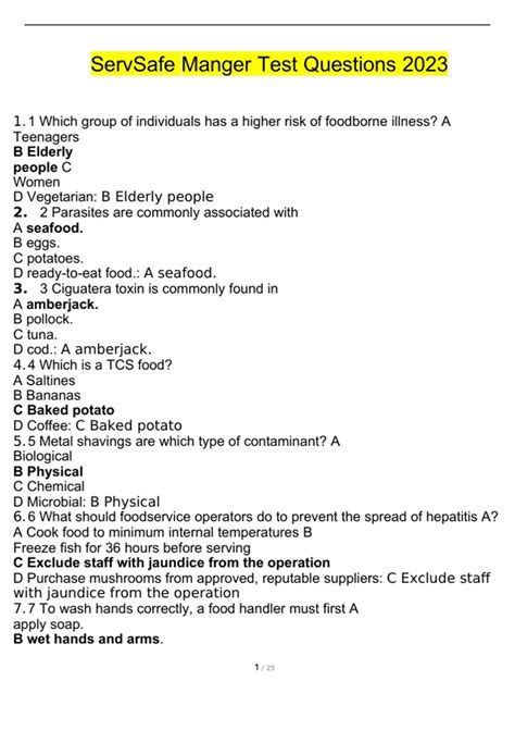 Servsafe Manager 2024 Exam Questions And Answers With Complete Solution APPLIED NURSING