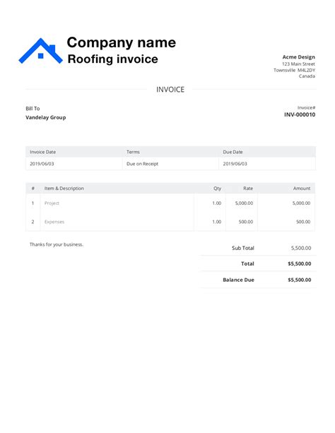 Gutter Invoice Template