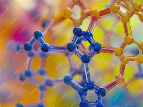 Colorful Molecular Structure Closeup Abstract Scientific Visualization Of Molecular Bonds