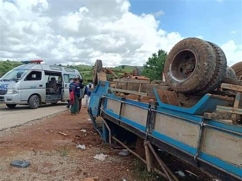 အောင်ပန်းမြို့နယ်တွင်း ထော်လာဂျီကား တိမ်းမှောက် ကလေးအပါအဝင် ထိခိုက်ဒဏ်ရာရသူရှိ သျှမ်းသံတော်ဆင့်
