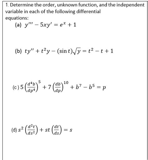 Solved Determine The Order Unknown Function And The Chegg