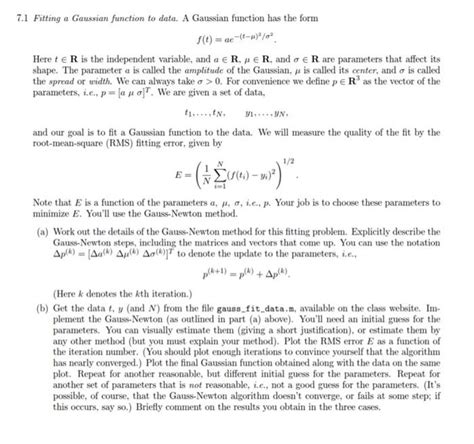 Solved Fitting A Gaussian Function To Data A Gaussian Chegg Com