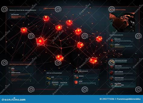 Screen With Network Topology And Threats Cyber Security Data Protection Business Technology