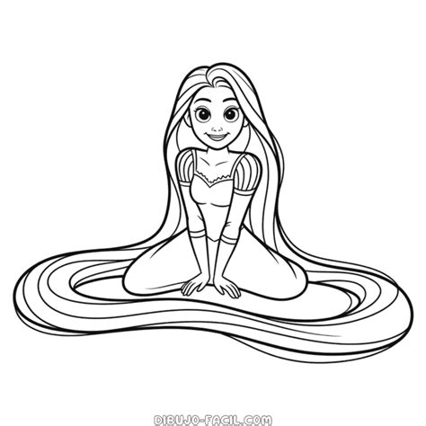 Dibujo Fácil De Rapunzel En Blanco Y Negro Dibujo Facil