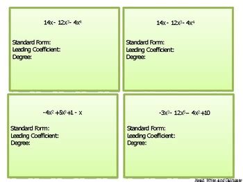 Polynomial Task Cards By Read Write And Calculate TPT