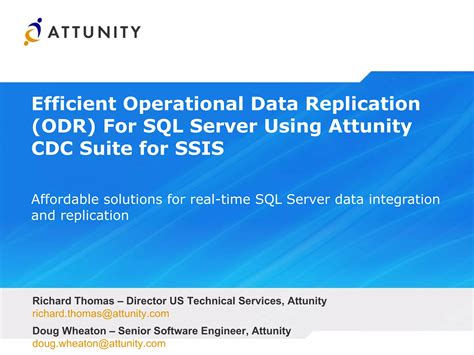 Attunity Efficient Odr For Sql Server Using Attunity Cdc Suite For Ssis Slides Ppt
