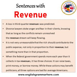 Sentences With Revenue Revenue In A Sentence In English Sentences For