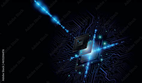 Cpu Chip On Motherboard Central Computer Processors Cpu Concept Quantum Computer Large Data