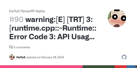 Warning E Trt 3 Runtimecpp~runtime346 Error Code 3 Api