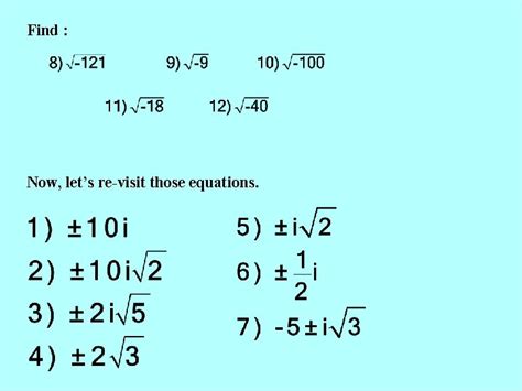 ALGEBRA II HONORSGIFTED SECTION COMPLEX NUMBERS
