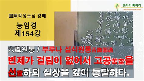각성스님 강해 능엄경 제184강 육식원통 설식원통 변제가 걸림이 없어서 고공을 성하되 실상을 깊이 통달하다 Youtube