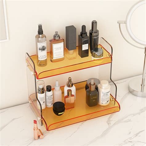 Badu Bg Акрилен органайзер за баня Рафт Скрин Стойка за съхранение на козметика Спалня Настолен