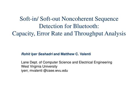 Ppt Soft In Soft Out Noncoherent Sequence Detection For Bluetooth