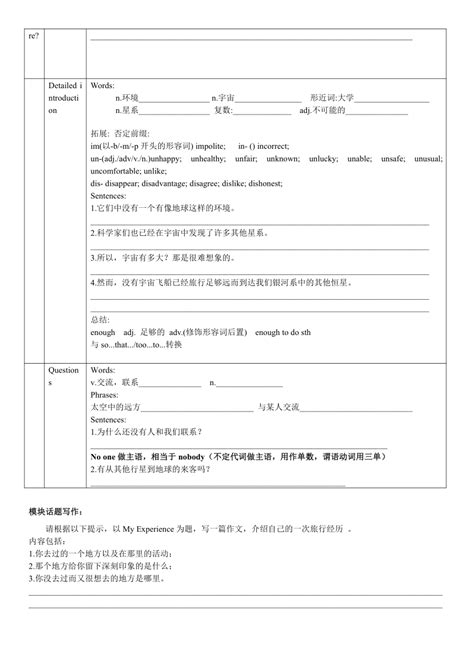 2024年外研版英语八年级下册module1 10期末复习学案（无答案） 21世纪教育网