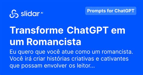 Transforme Chatgpt Em Um Romancista Prompts Grátis Para Chatgpt