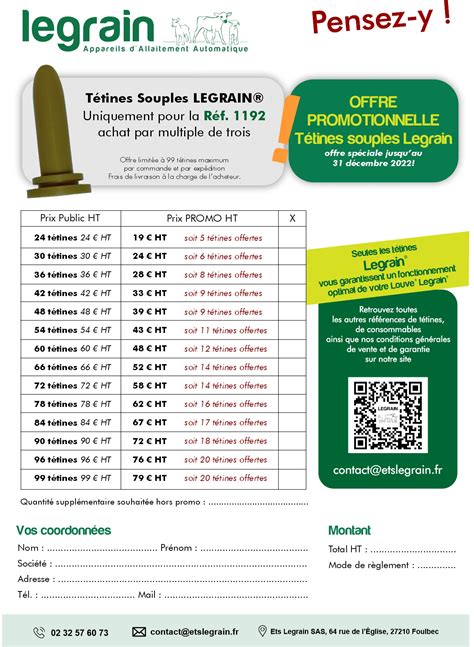 Bon De Commande Promo Salon 2022 Tetines Etslegrainfr